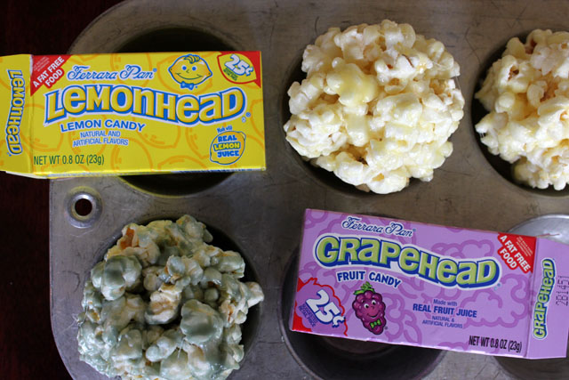 grapehead popcorn ball vs. lemonhead popcorn ball – cozywalls